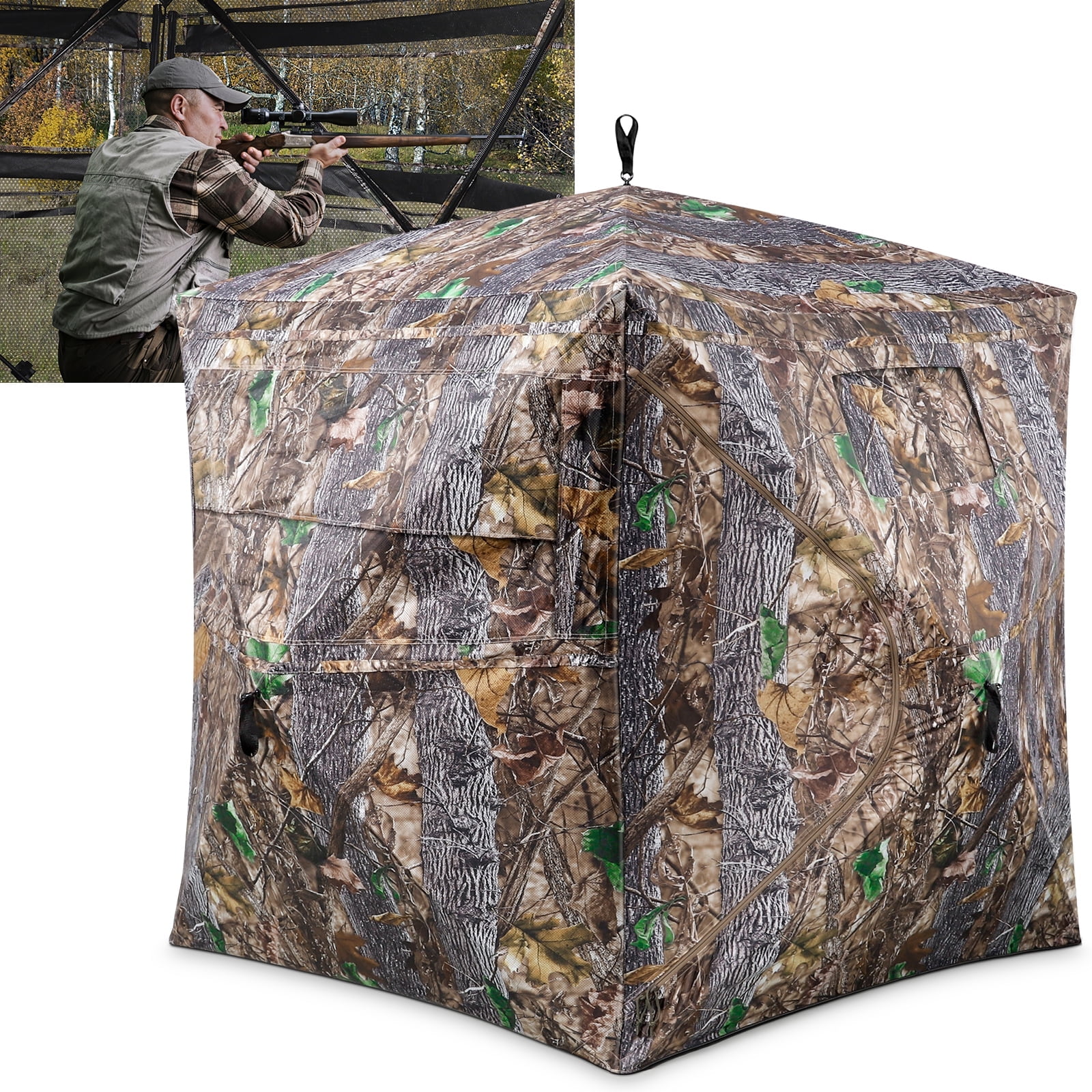 GIKPAL Portable 2-3 Person 270 Degree See Through Hunting Blind Pop-Up ...