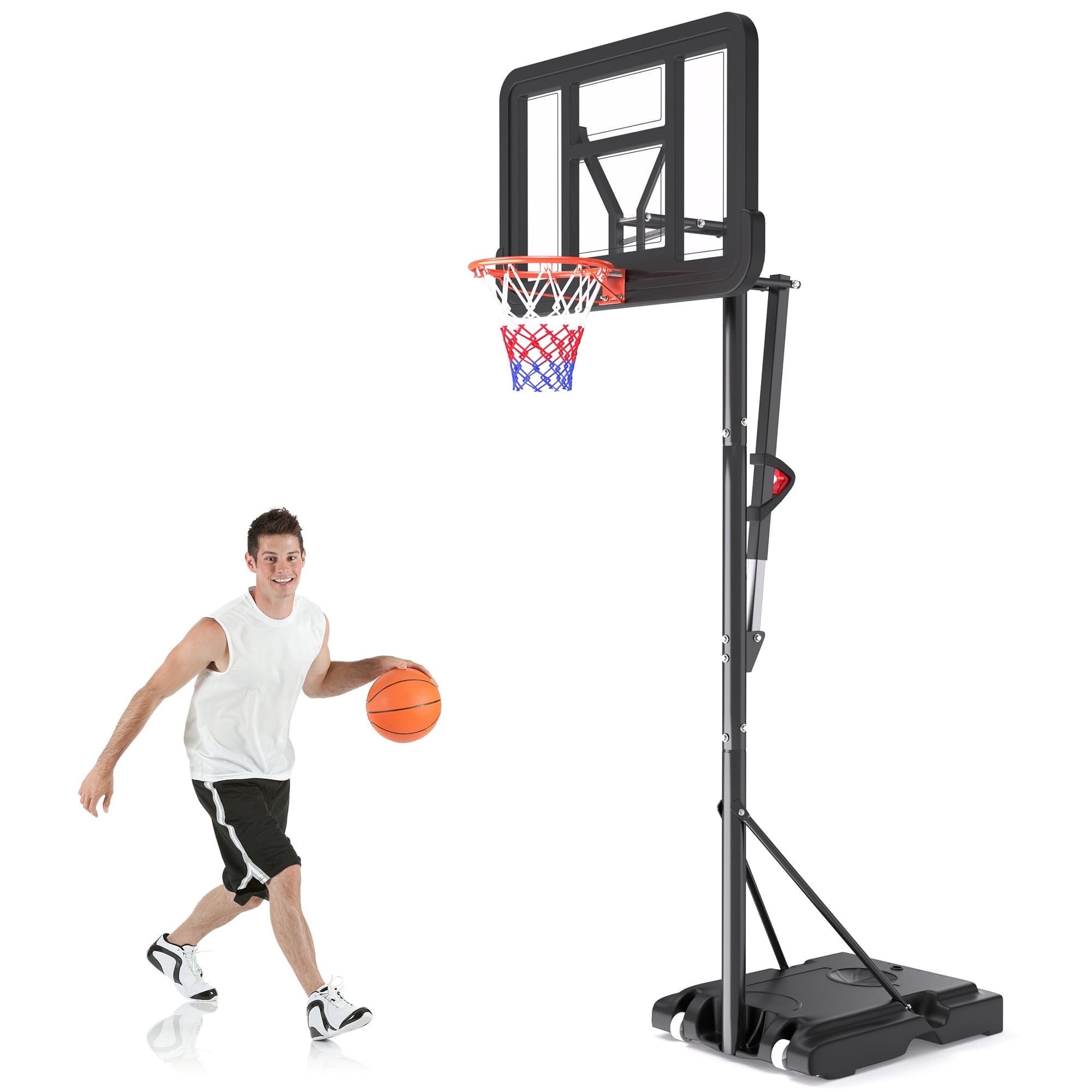 "GIKPAL Portable Basketball Hoop, Adjustable 4.9-10FT, 44"" PVC ...