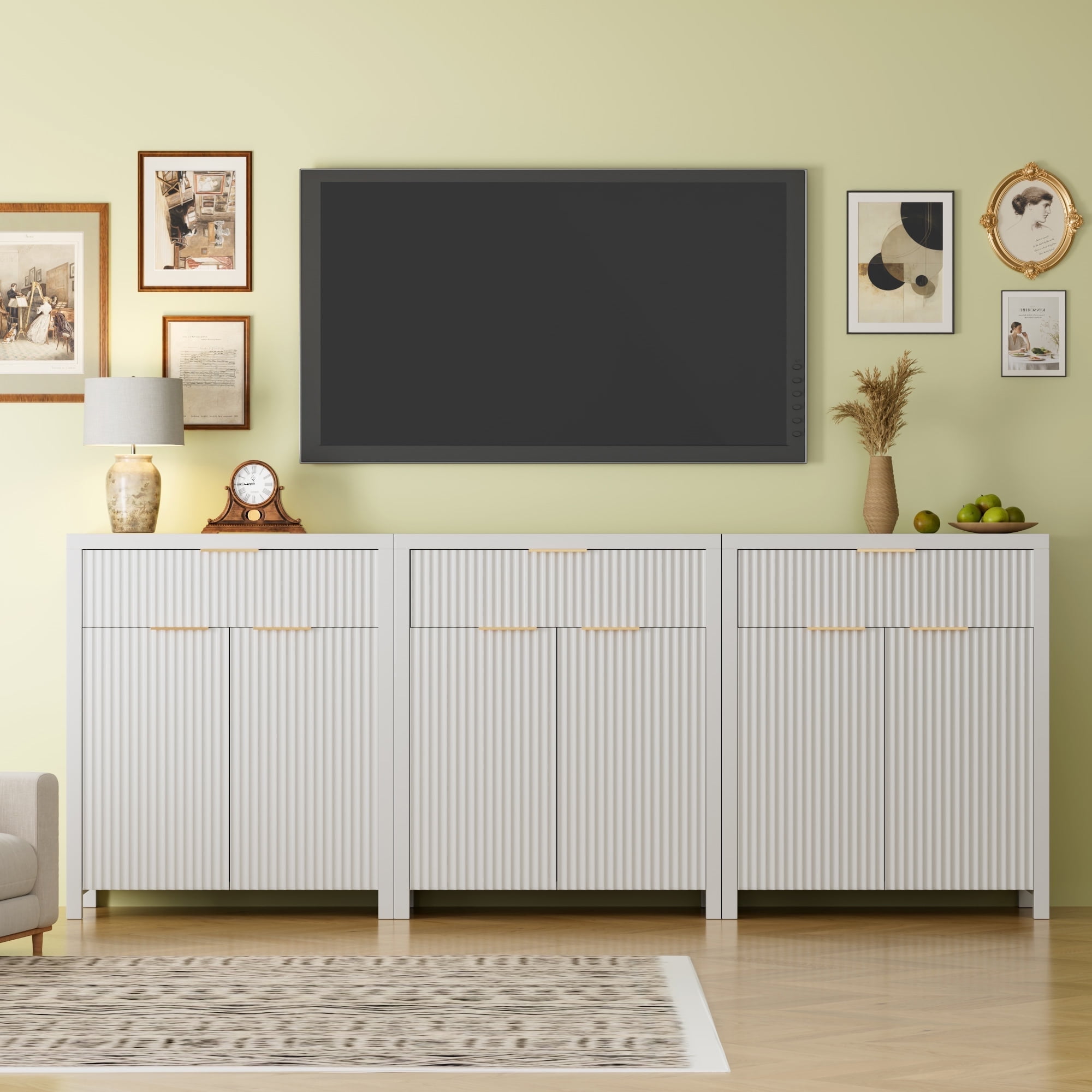 GIKPAL Kitchen Storage Cabinet Set of 3, Sideboard Buffet Cabinet with ...