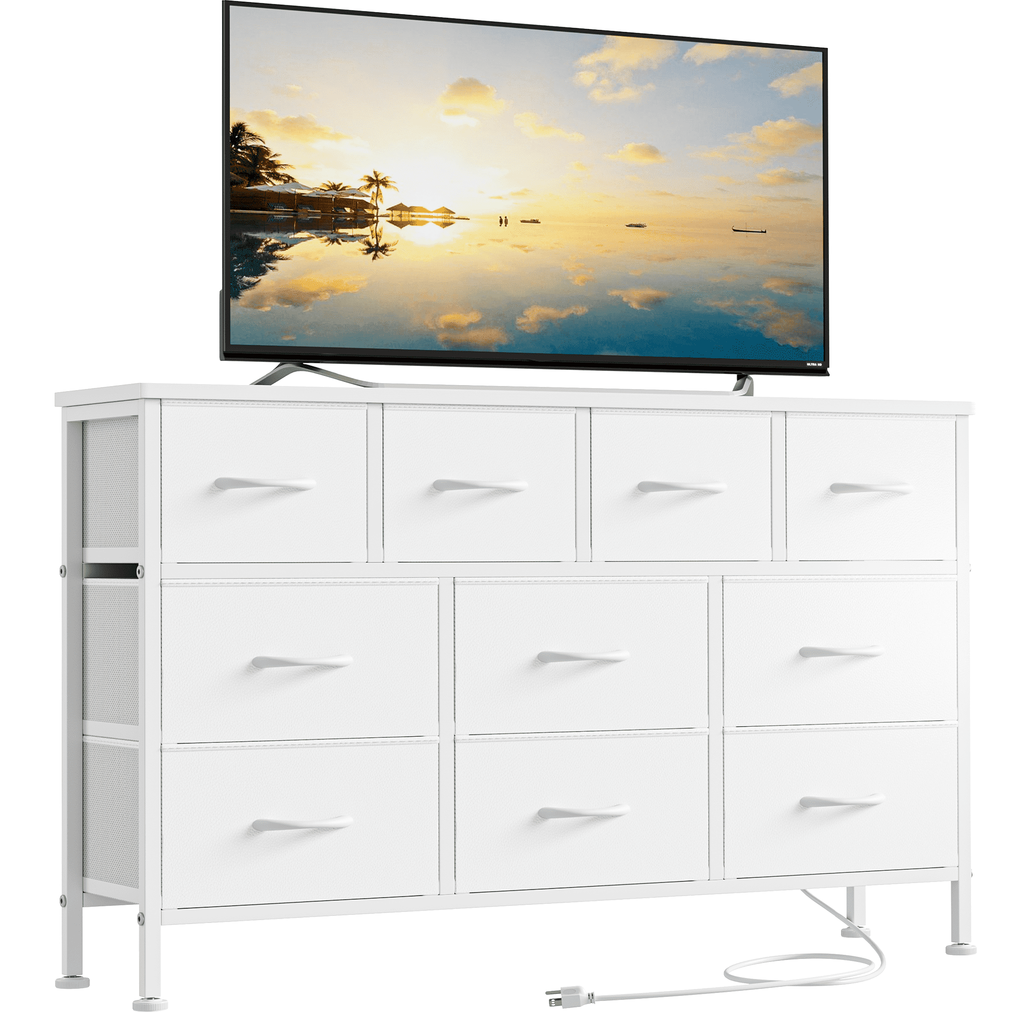 GIKPAL White Bedroom/Living Room TV Stand, Dresser with 10 Drawers and ...