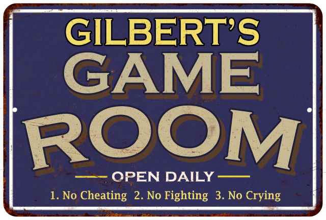 GILBERT'S Blue Game Room Sign Metal 8 x 12 High Gloss Metal ...