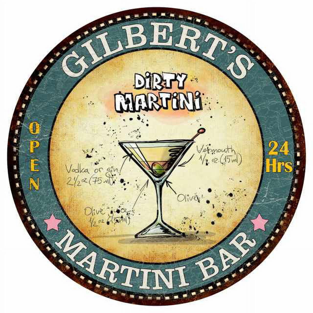 GILBERT'S Martini Bar 12" Round Metal Sign Kitchen Wall Décor 200120001408 - Walmart.com