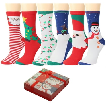 TeeHee Christmas Holiday 12-Pair Socks with Gift Box for Women ...
