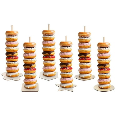 Amosfun 3pcs Wood Donut Display Stands, Detachable Dessert Table ...