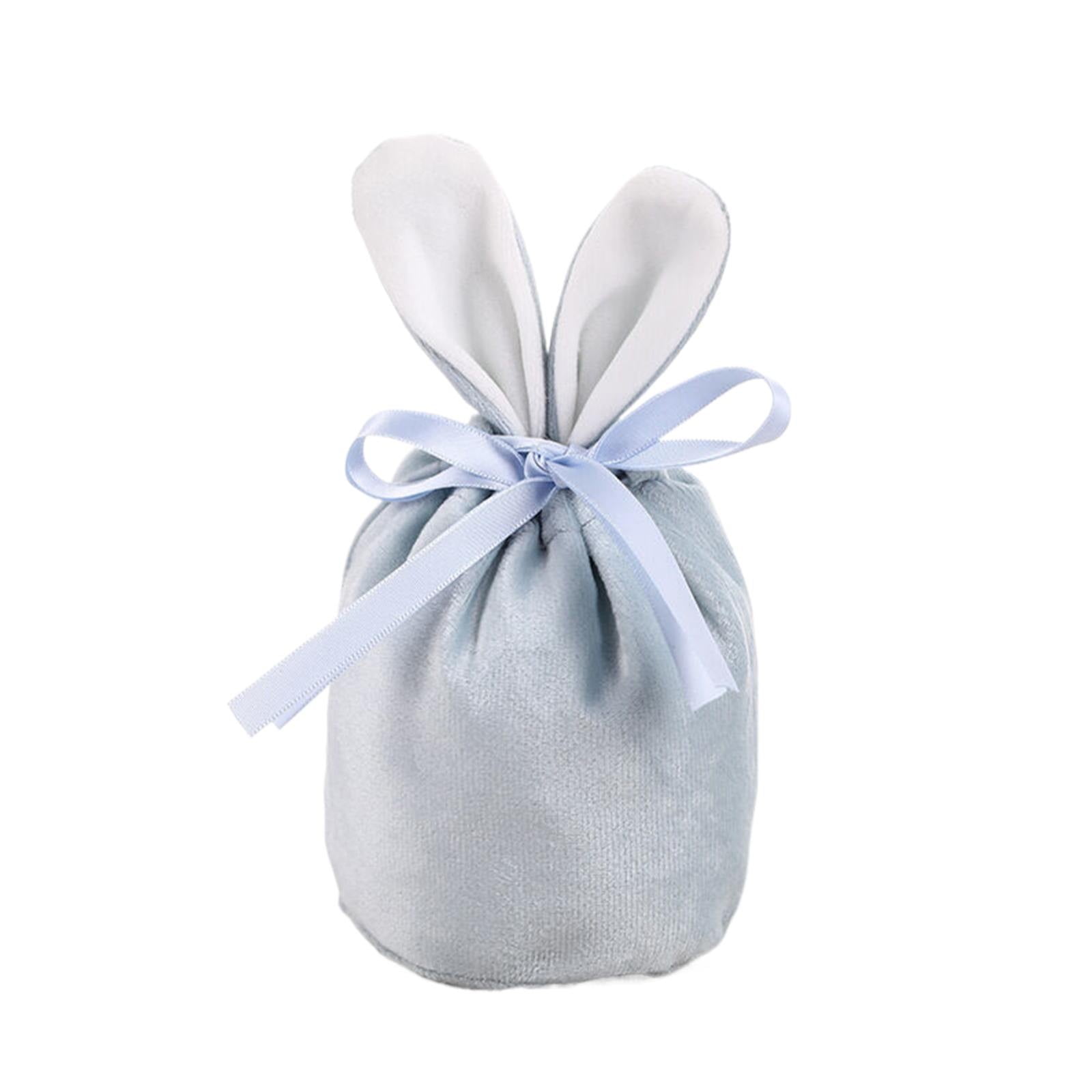 GILIGEGE Cute Rabbit Easter Treat Bag, Velvet Drawstring Bag, Bunny ...