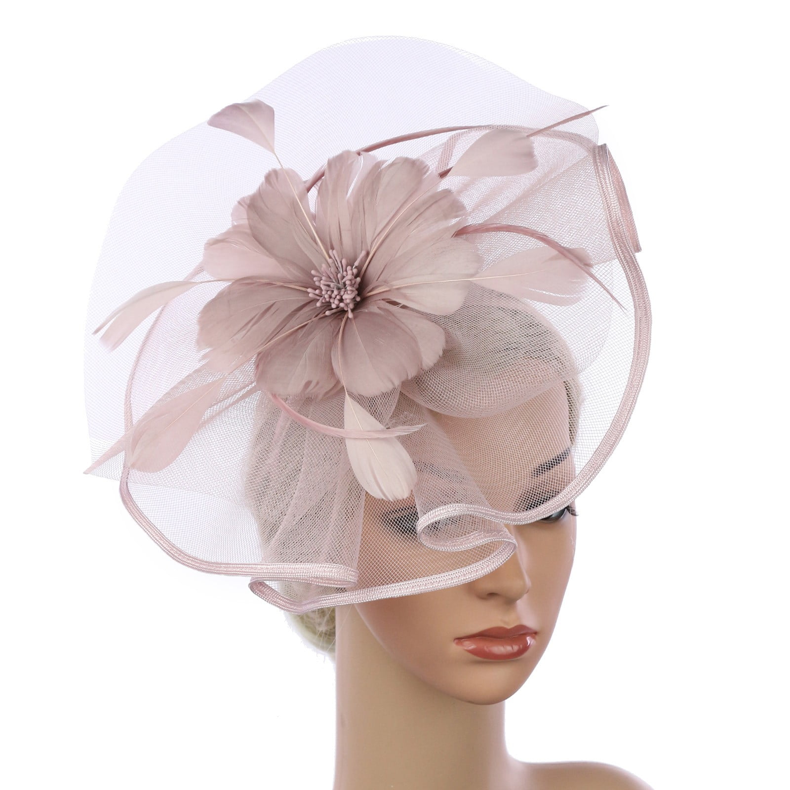 GILIGEGE Fascinator Hat Floral Feather Pillbox Derby Hats for Women ...
