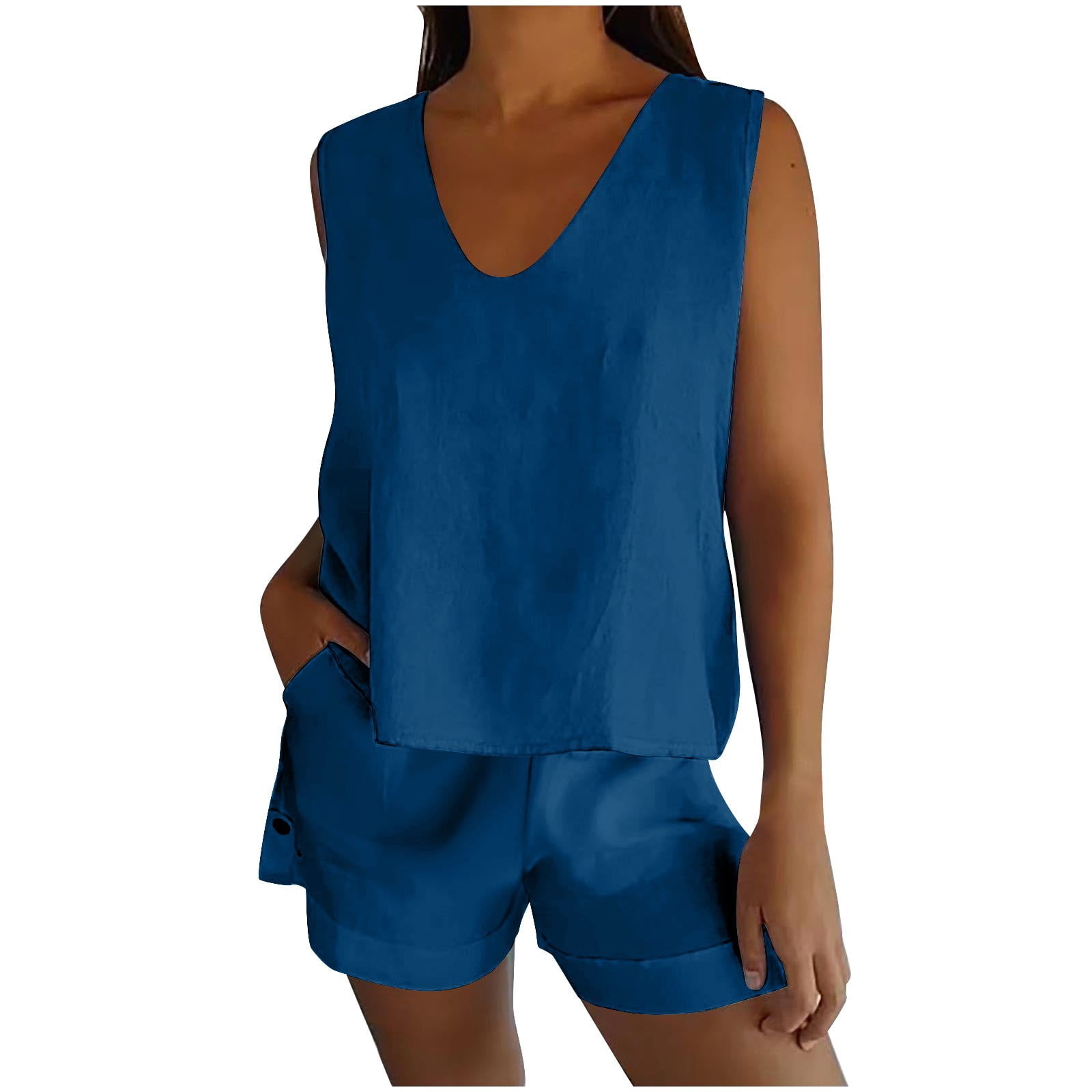 GILIGEGE Linen Sets for Women 2 Piece Summer 2 Piece Outfits for Women ...