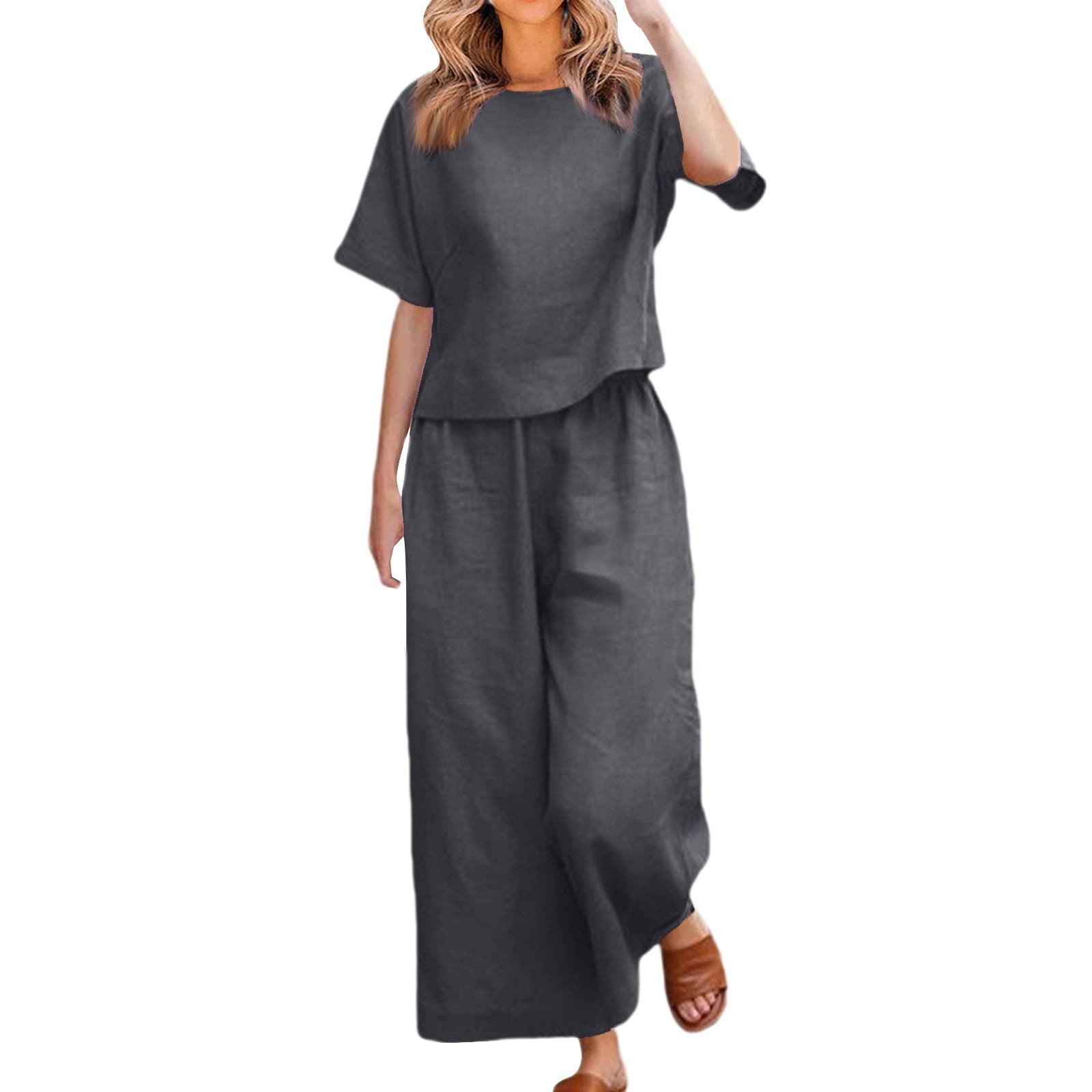 GILIGEGE Linen Sets for Women 2 Piece Summer Cotton Linen Set for Women ...