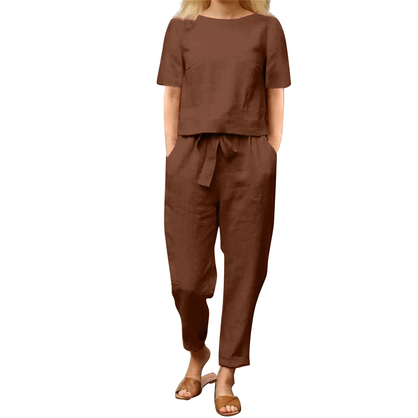 GILIGEGE Linen Sets for Women 2 Piece Summer Cotton and Linen Summer ...