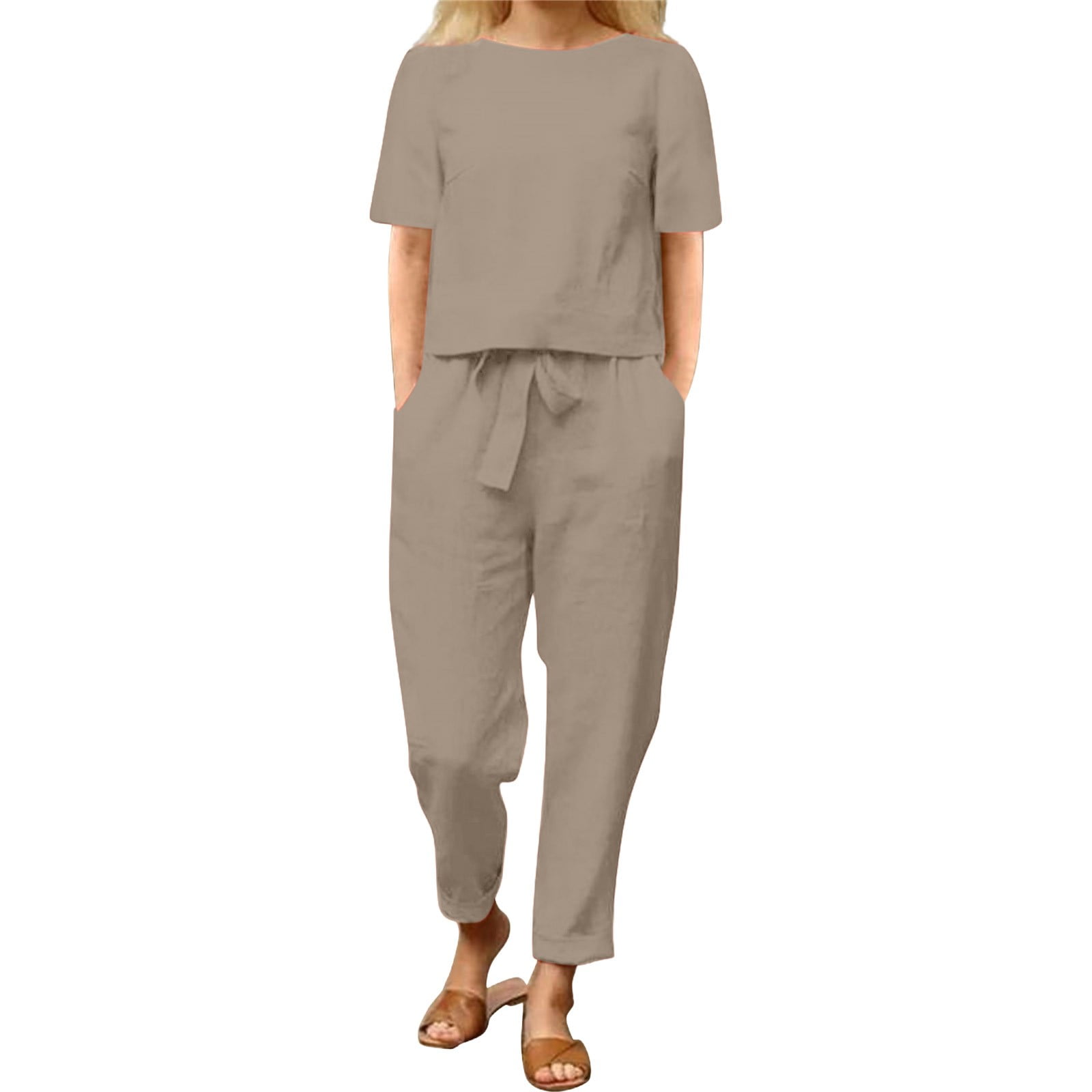 GILIGEGE Linen Sets for Women 2 Piece Summer Cotton and Linen Summer ...