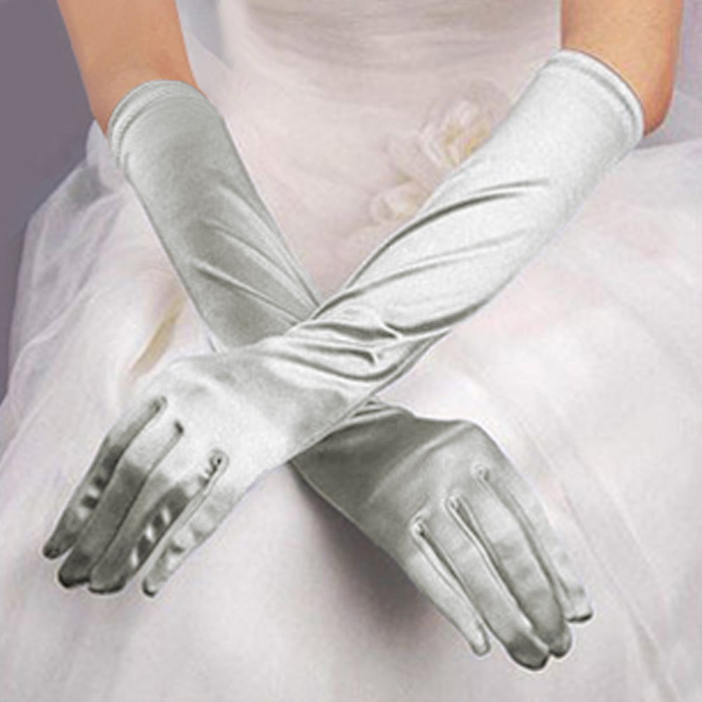 GILIGEGE Long Opera Party Gloves for Women 1920S Satin Gloves Costumes ...
