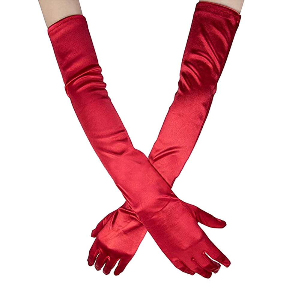 GILIGEGE Long Stain Gloves Wedding Glove Tea Party Opera Elbow Length ...