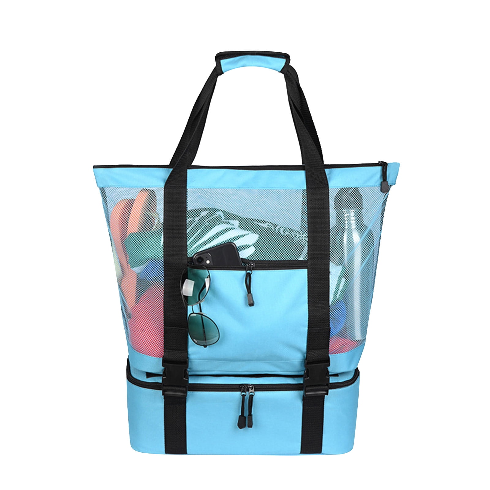 GILIGEGE Outdoor Camping Beach Mesh Tote Bag With Detachable Cooler Bag ...