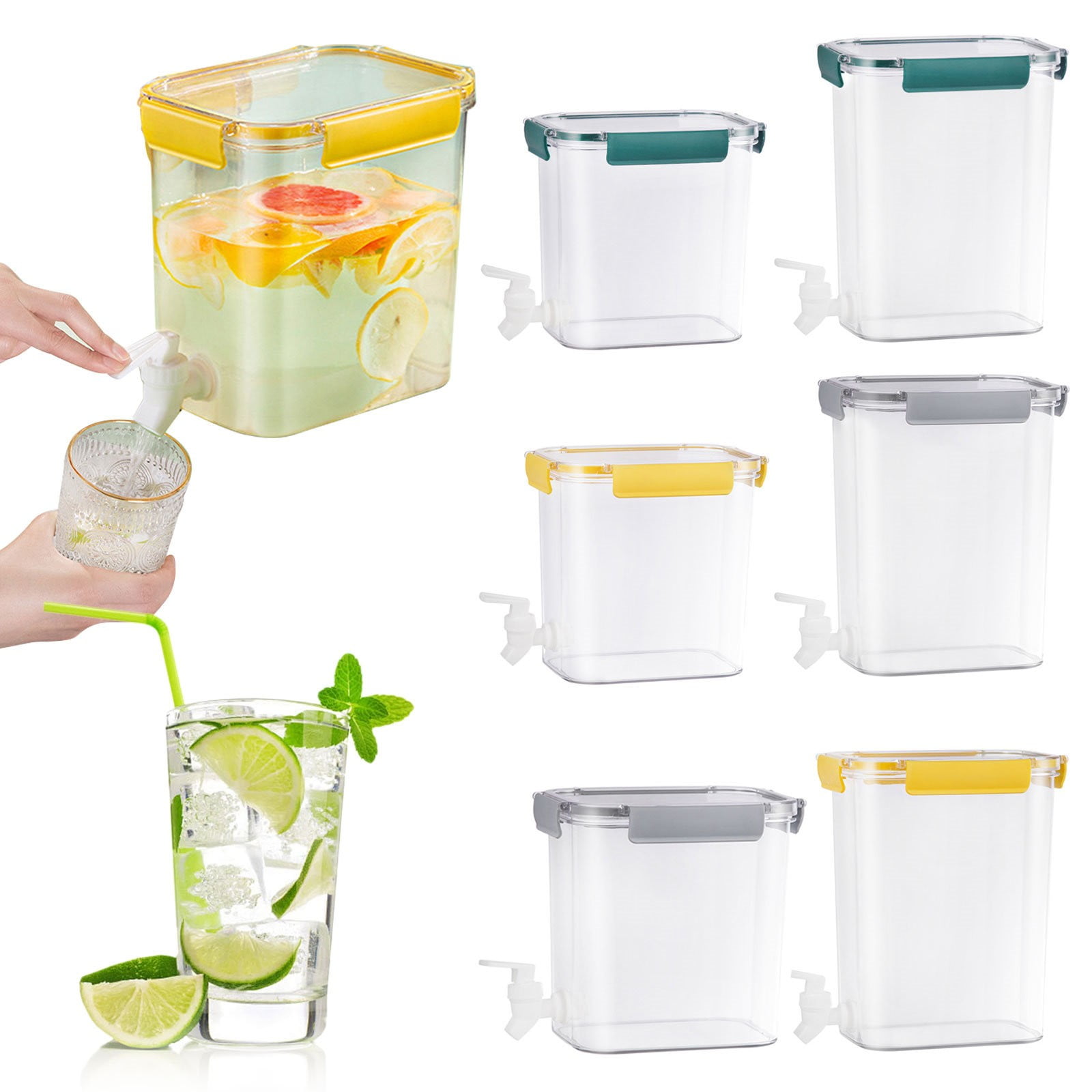 GILIGEGE Storage Containers Beverage Dispenser With Lid And Faucet Food ...