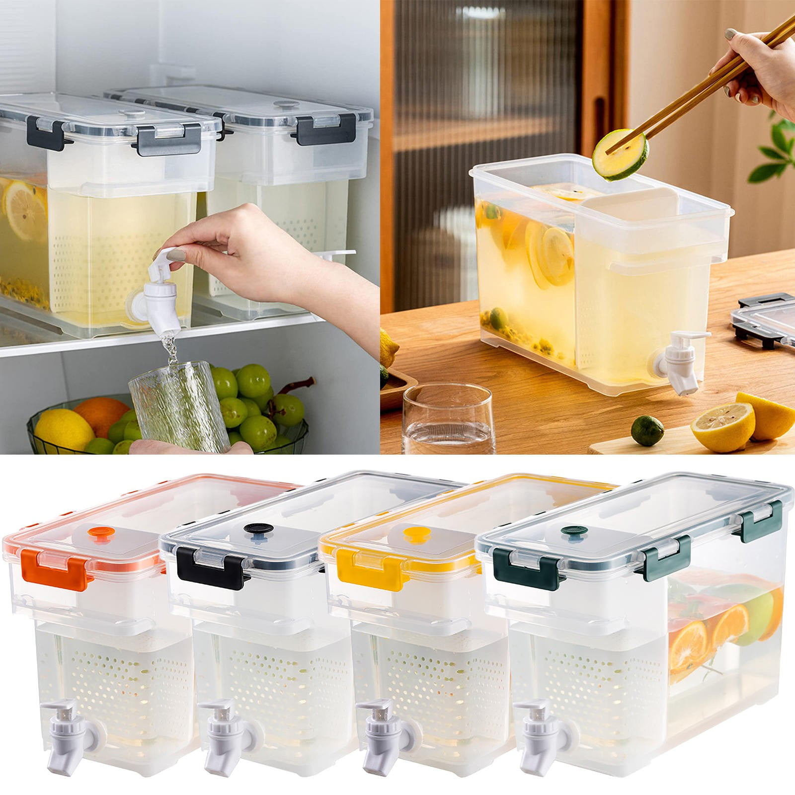 GILIGEGE Storage Containers Cold Kettle With Faucet In Refrigerator 3 ...
