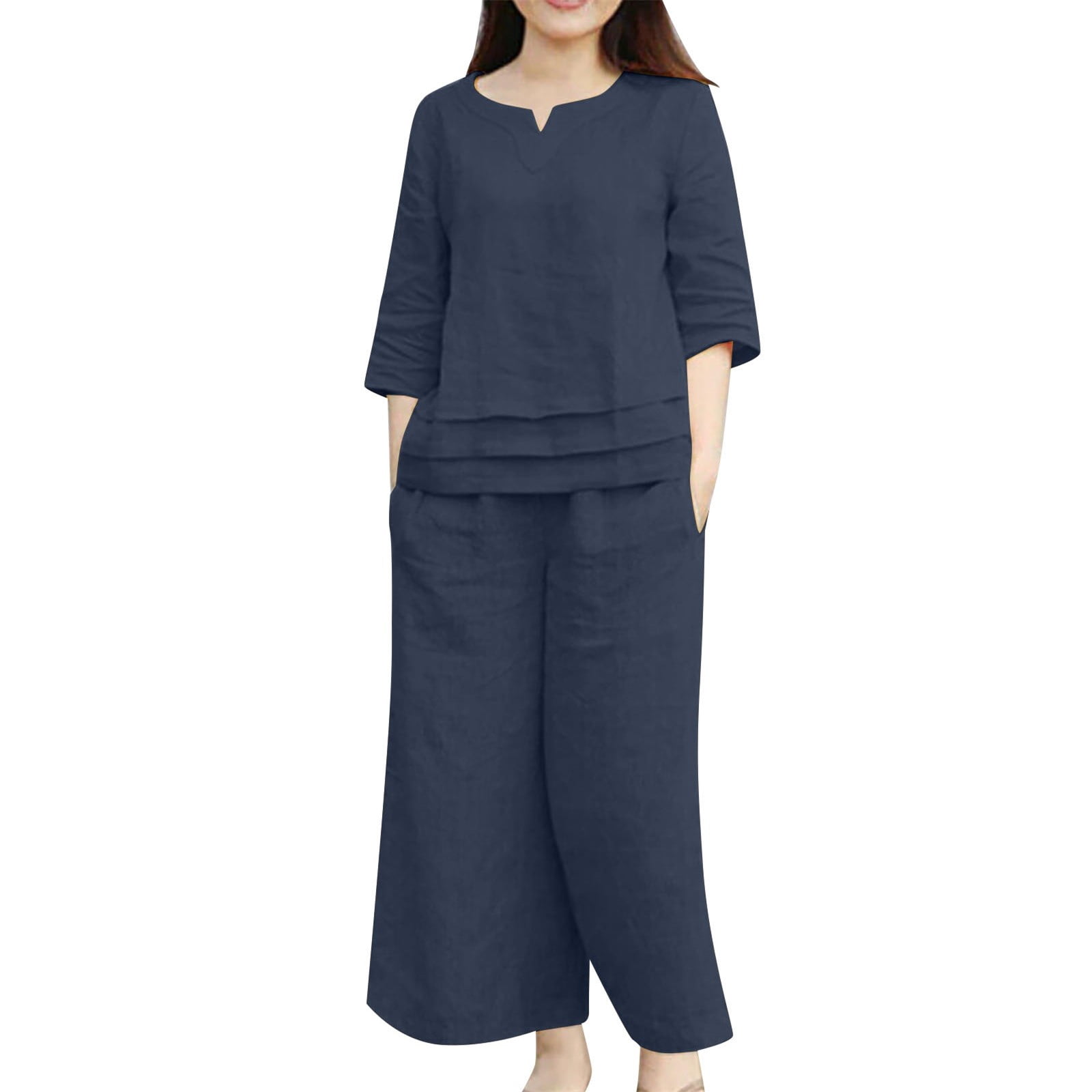 GILIGEGE Two Piece Sets for Women Summer Cotton Linen Set for Women 2 ...