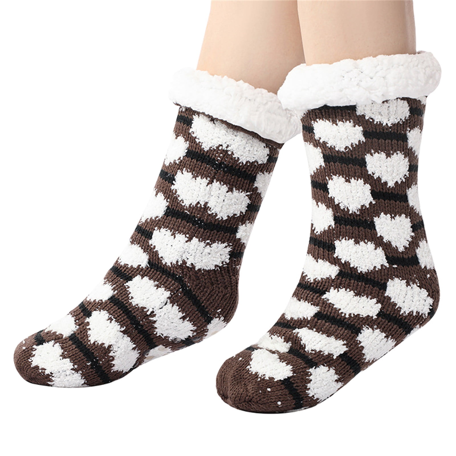 GILIGEGE Unisex Winter Fluffy Warm Fleece Lining Slipper Socks with ...