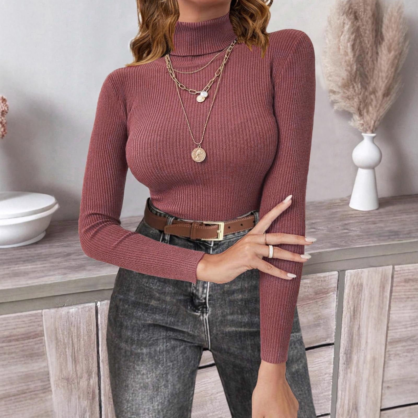 GILIGEGE Winter Sweaters for Women Cable Knit Sweaters Elegant Soft ...