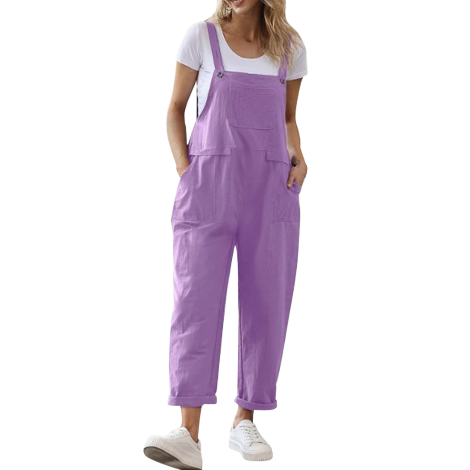 GILIGEGE Women Linen Overalls Jumpsuits Loose Fit Baggy Bib Rompers ...