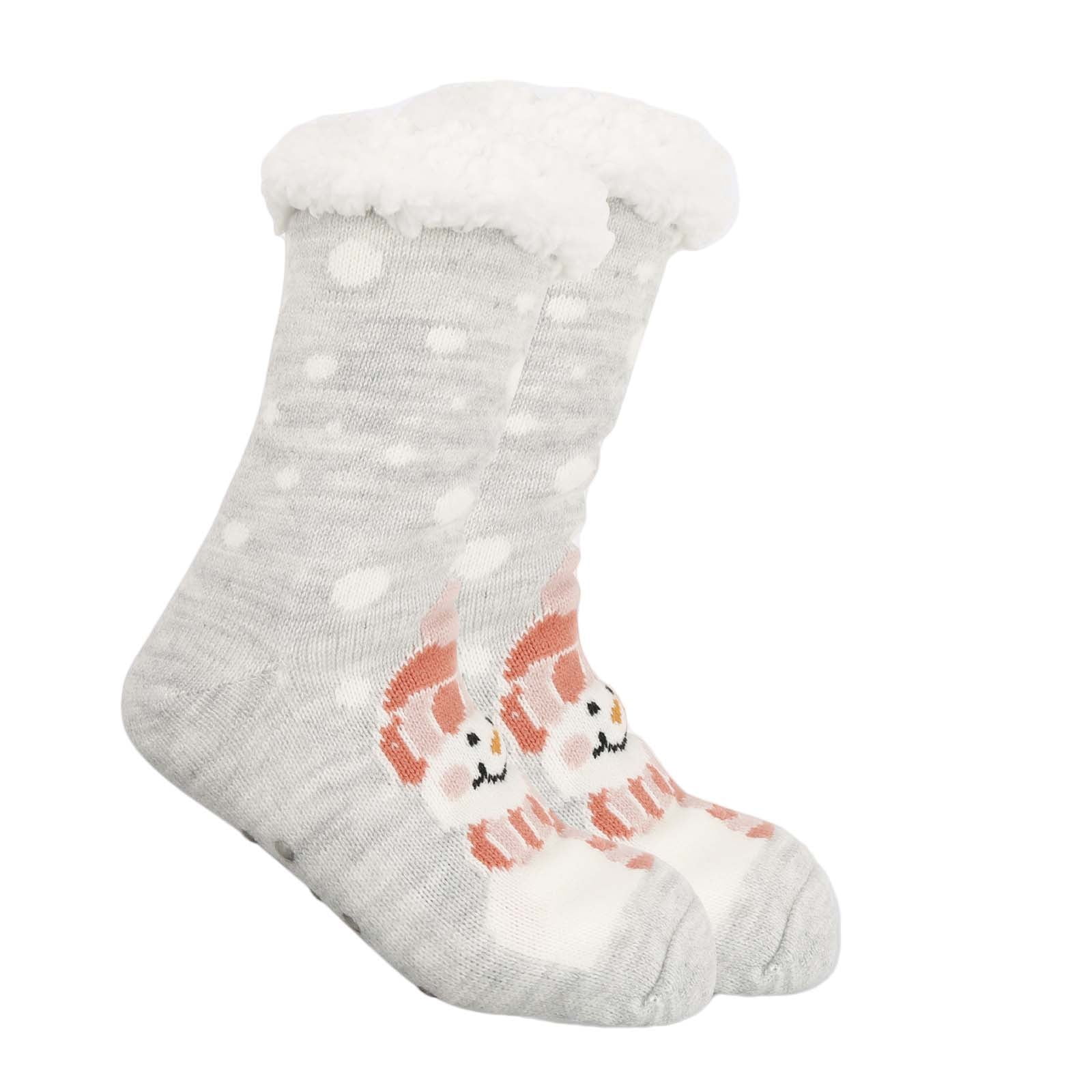 GILIGEGE Women'S Sherpa Lined Cozy Thermal Non-Skid Socks Christmas ...