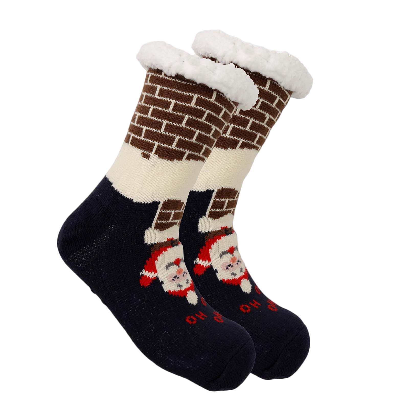 GILIGEGE Women'S Sherpa Lined Cozy Thermal Non-Skid Socks Christmas ...