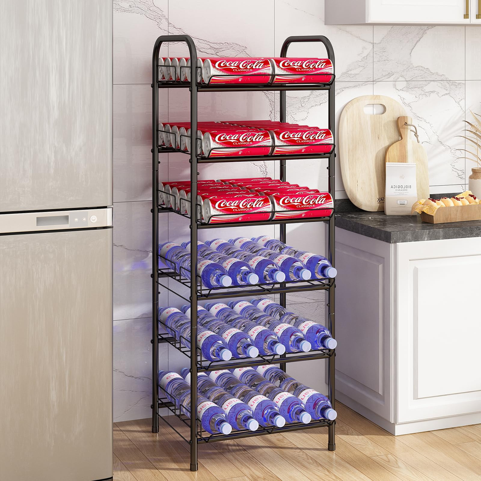 GILLAS 3 5 6 7 8 Tier Water Bottle Storage Rack, Free Standing Vertical ...