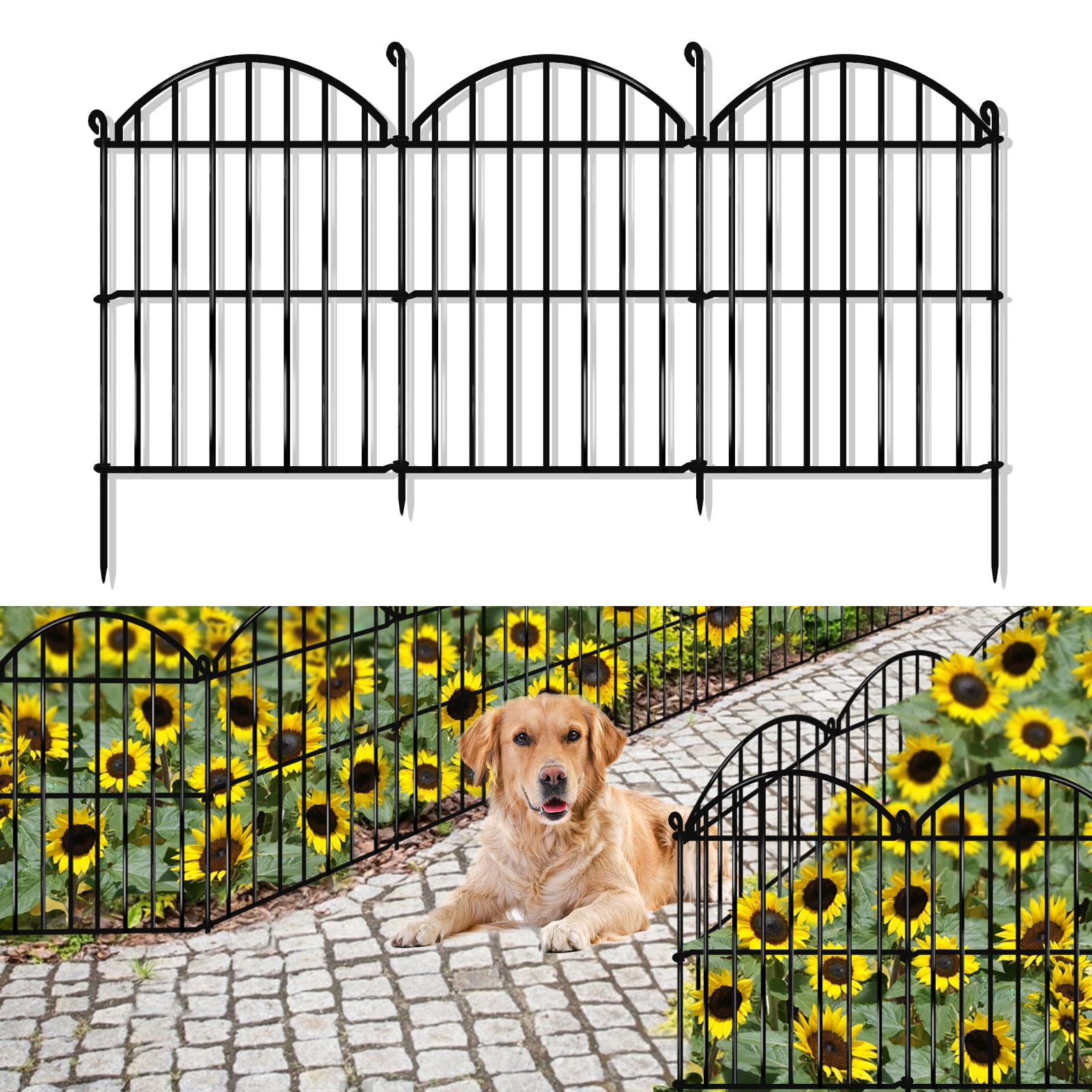 GILPWA 32 Panels Decorative Garden Fence, 34ft x 17in Rustproof Metal ...