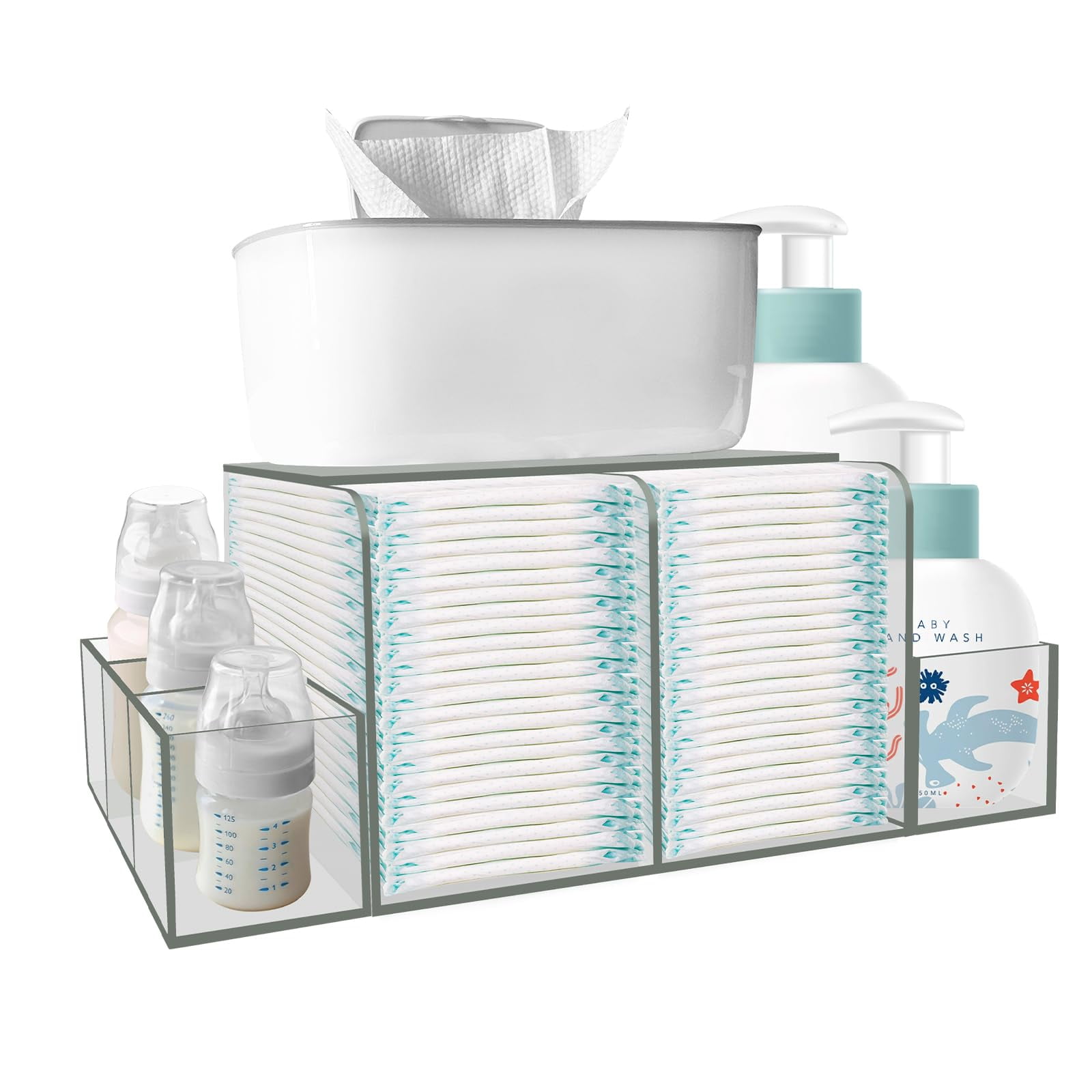 GILPWA Diaper Caddy, Baby Changing Table Organizer, Detachable Clear ...