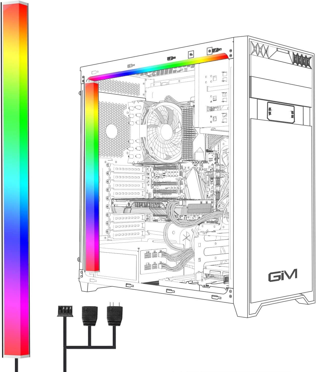 GIM KB-14 RGB PC Light Strip for Gaming Case, Compatible with GIM Hub ...