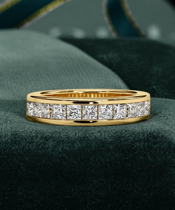 GIMELIS 1.07 TCW Princess Cut Lab Grown Diamond Channel Set Wedding ...