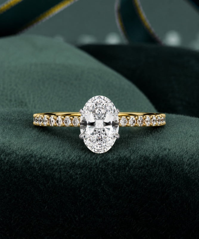 GIMELIS 1.20 CT Oval Cut Lab Grown Diamond Hidden Halo Engagement Ring ...