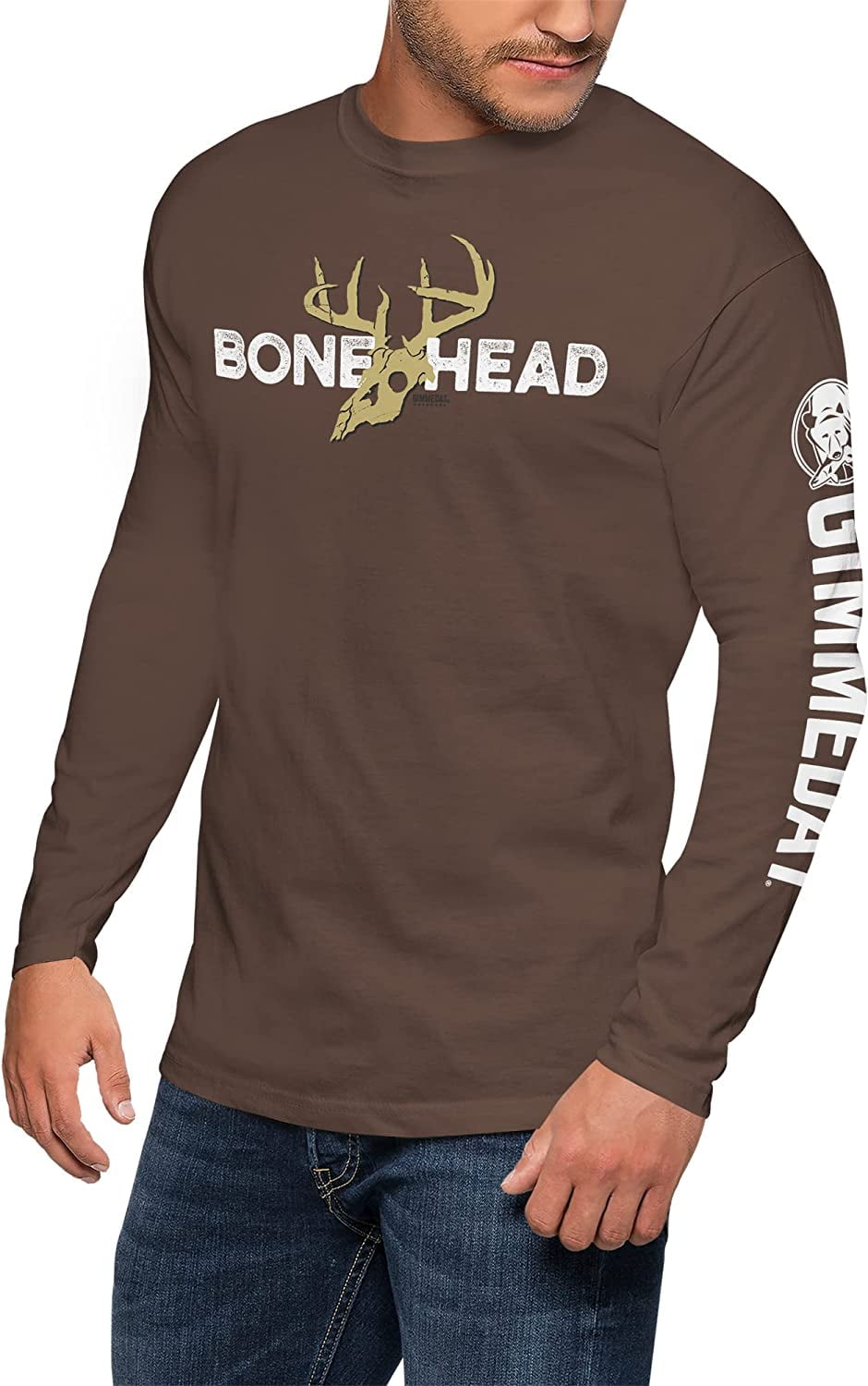 GIMMEDAT Deer Hunting Mens Long Sleeve Shirt Bone Head Graphic T-Shirt ...