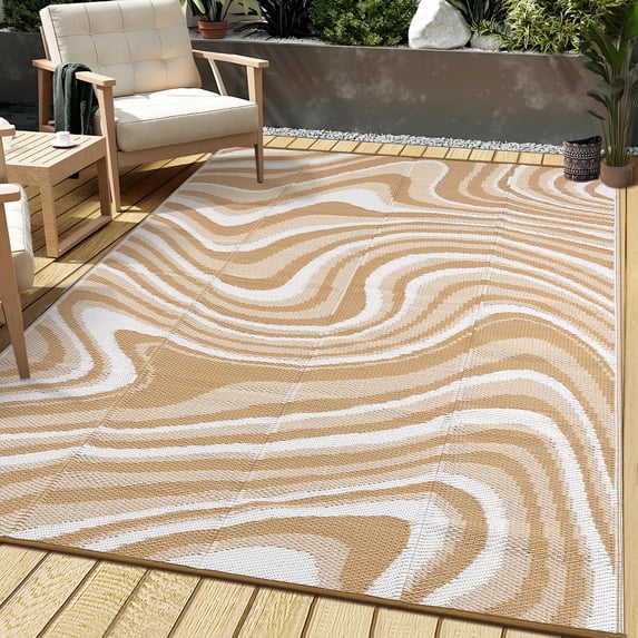 GIMMYFIVE 10'x20' Reversible Plastic Straw Indoor Outdoor Rug, Portable ...