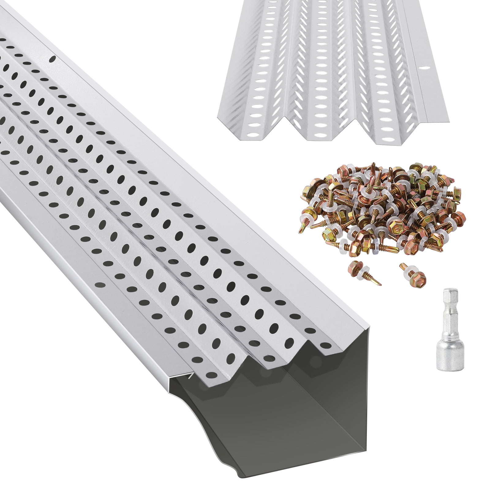 GIMMYFIVE 100FT Aluminum Gutter Guard, 5-Inch, Corrosion-Resistant Leaf ...