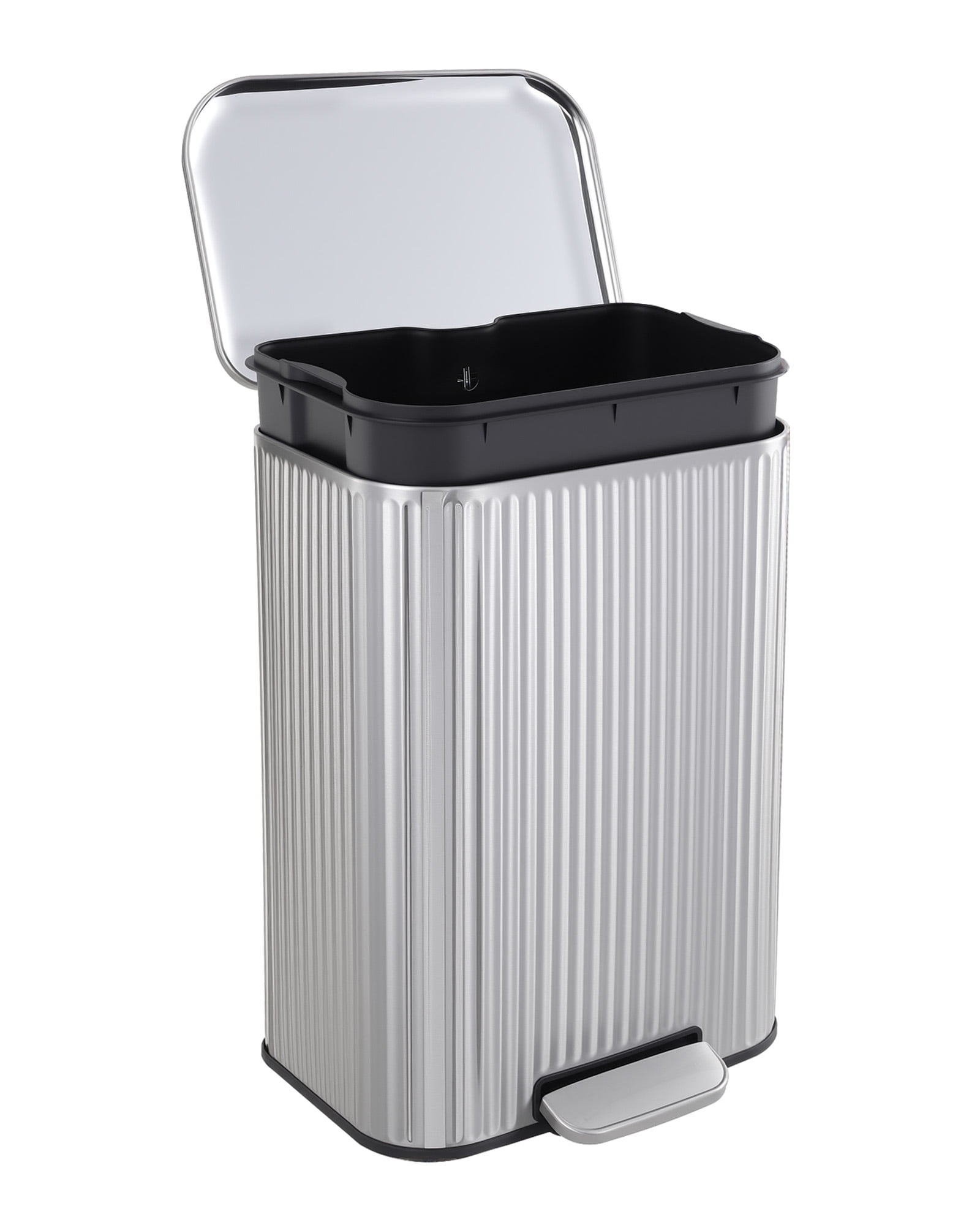 GIMMYFIVE 13.2 Gallon Fluted Stainless Steel Step Trash Can, Soft-Close ...