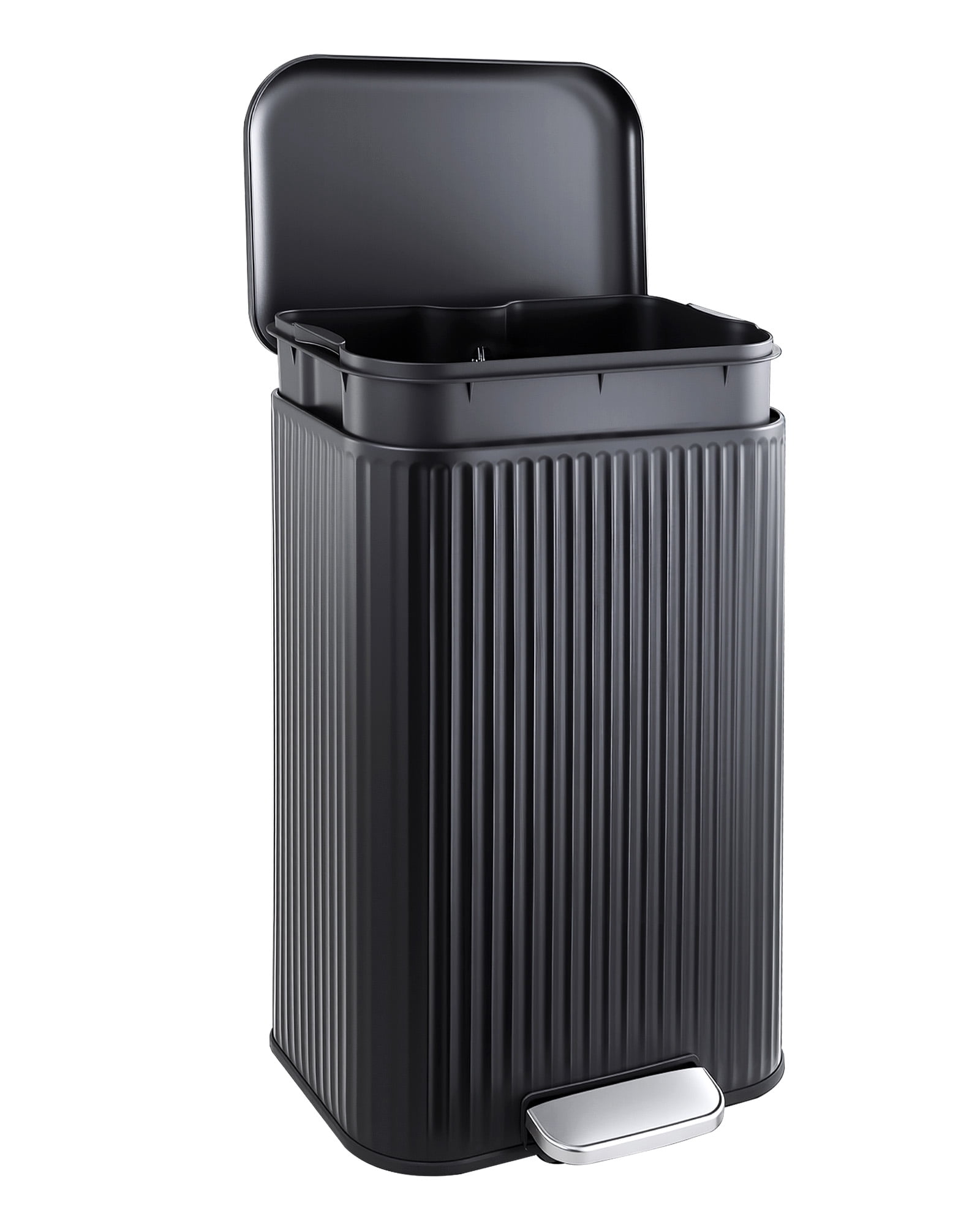 GIMMYFIVE 13.2 Gallon Fluted Stainless Steel Step Trash Can, Soft-Close ...