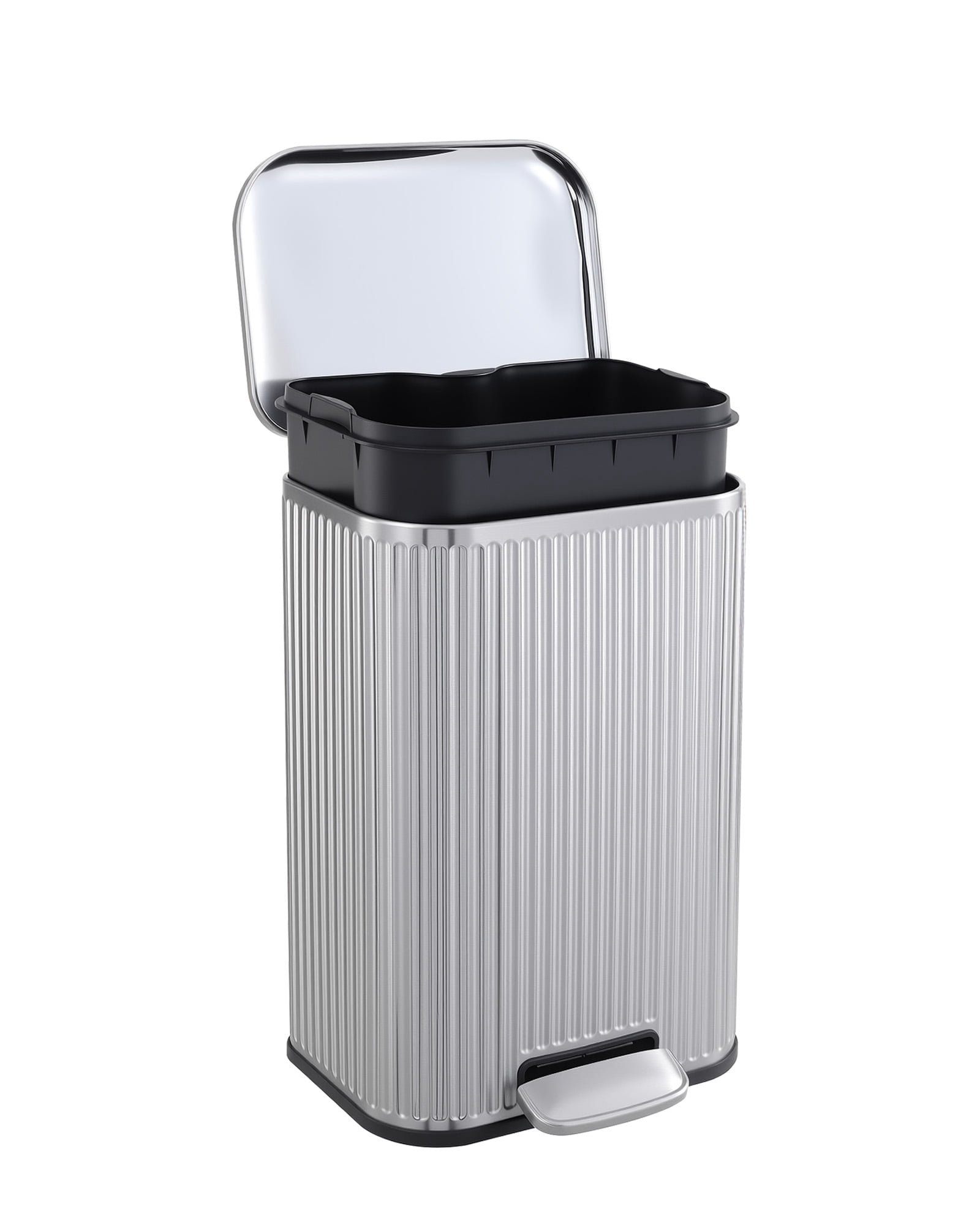 GIMMYFIVE 3.17 Gallon Fluted Stainless Steel Step Trash Can, Soft-Close ...