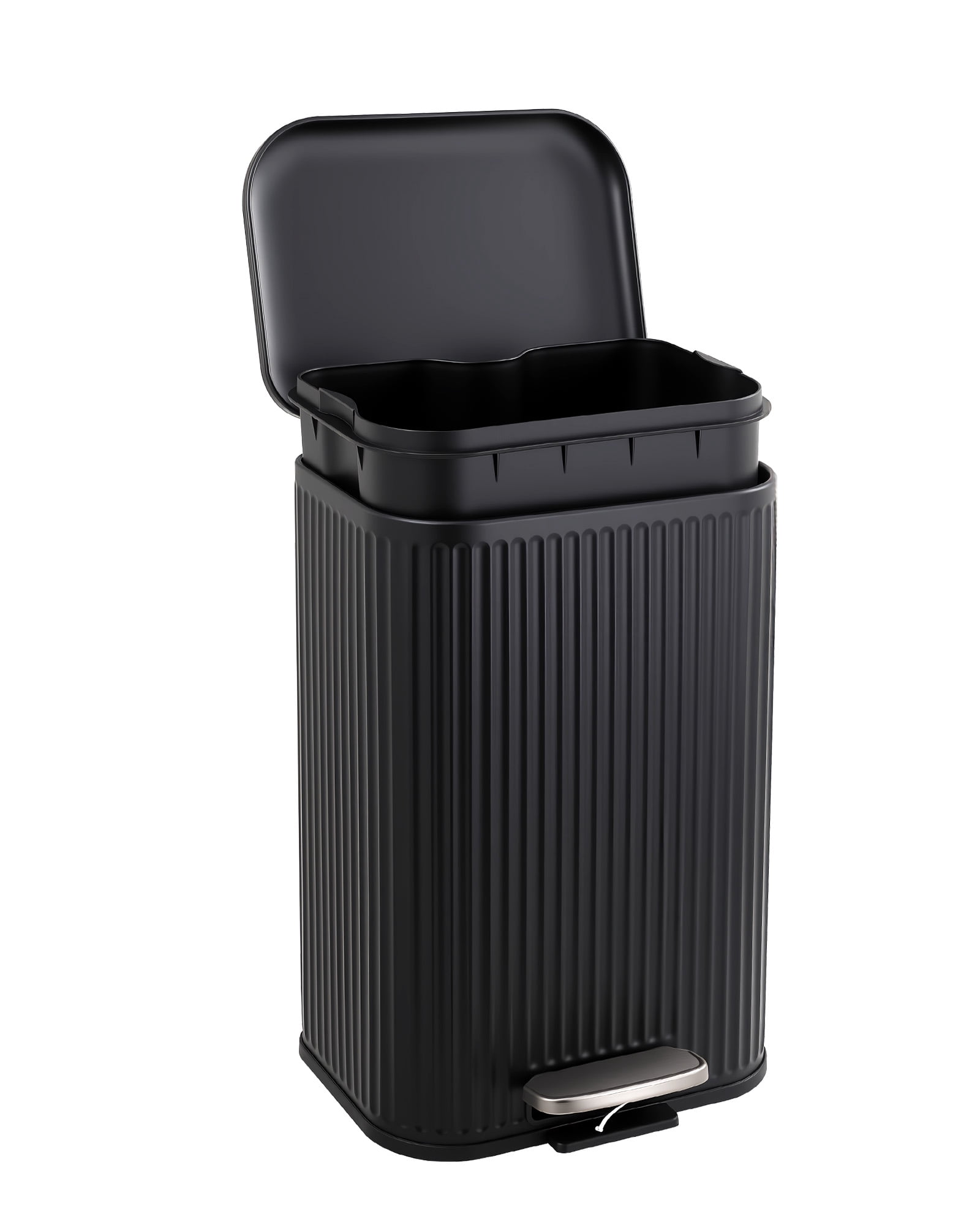 GIMMYFIVE 3.17 Gallon Fluted Stainless Steel Step Trash Can, Soft-Close ...
