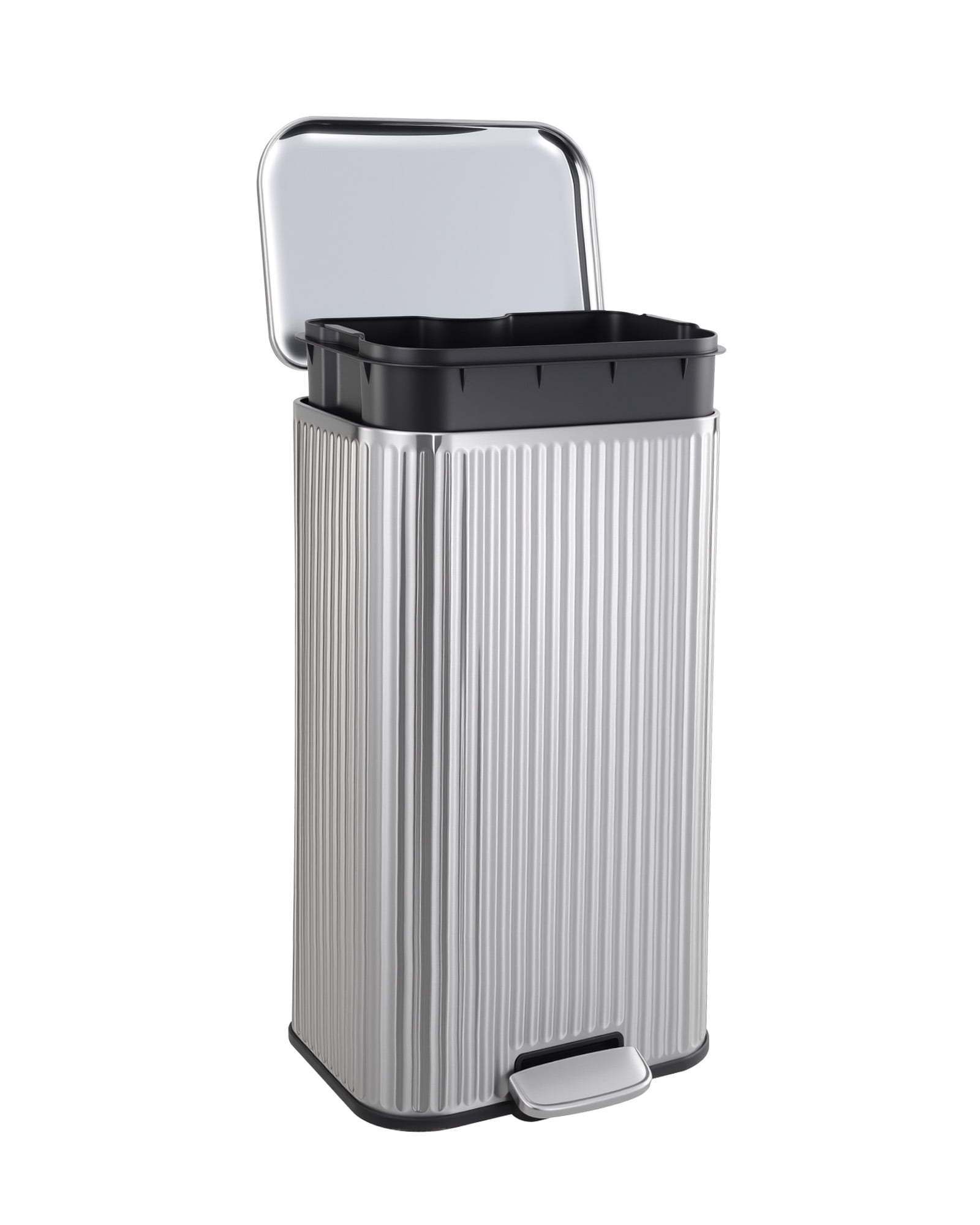GIMMYFIVE 7.93 Gallon Fluted Stainless Steel Step Trash Can, Soft-Close ...