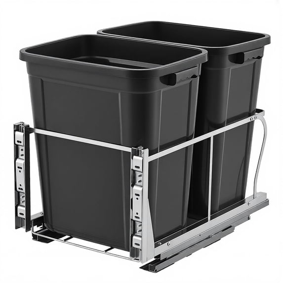 GIMMYFIVE Double 40 Qt Pull Out Kitchen Trash Can, Soft Close Recycling ...