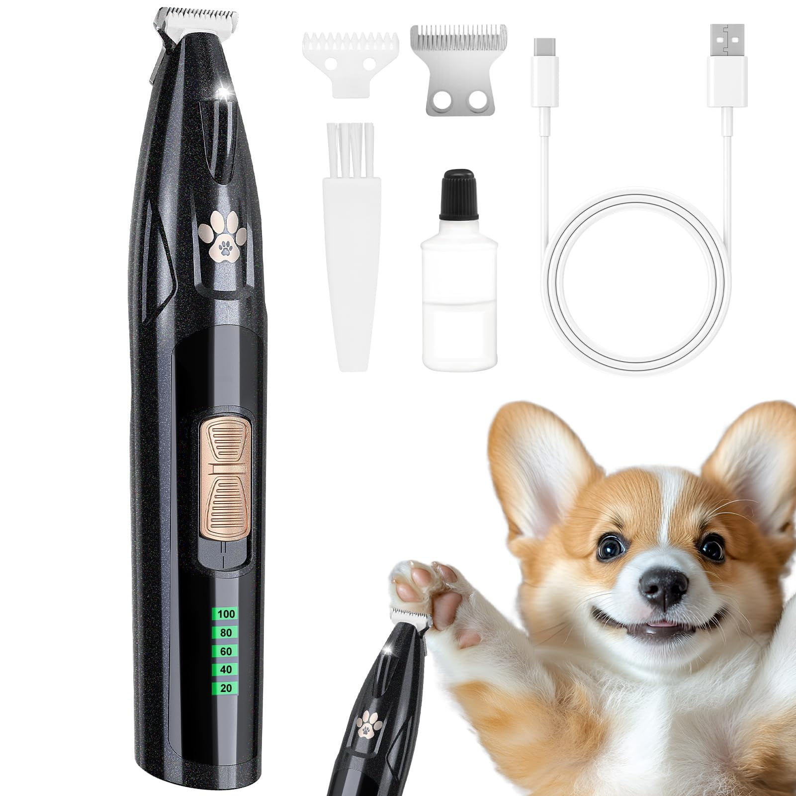 GIMPYN Dog Grooming FEV6 Kit with LED Display, Low Noise Pet Clippers ...