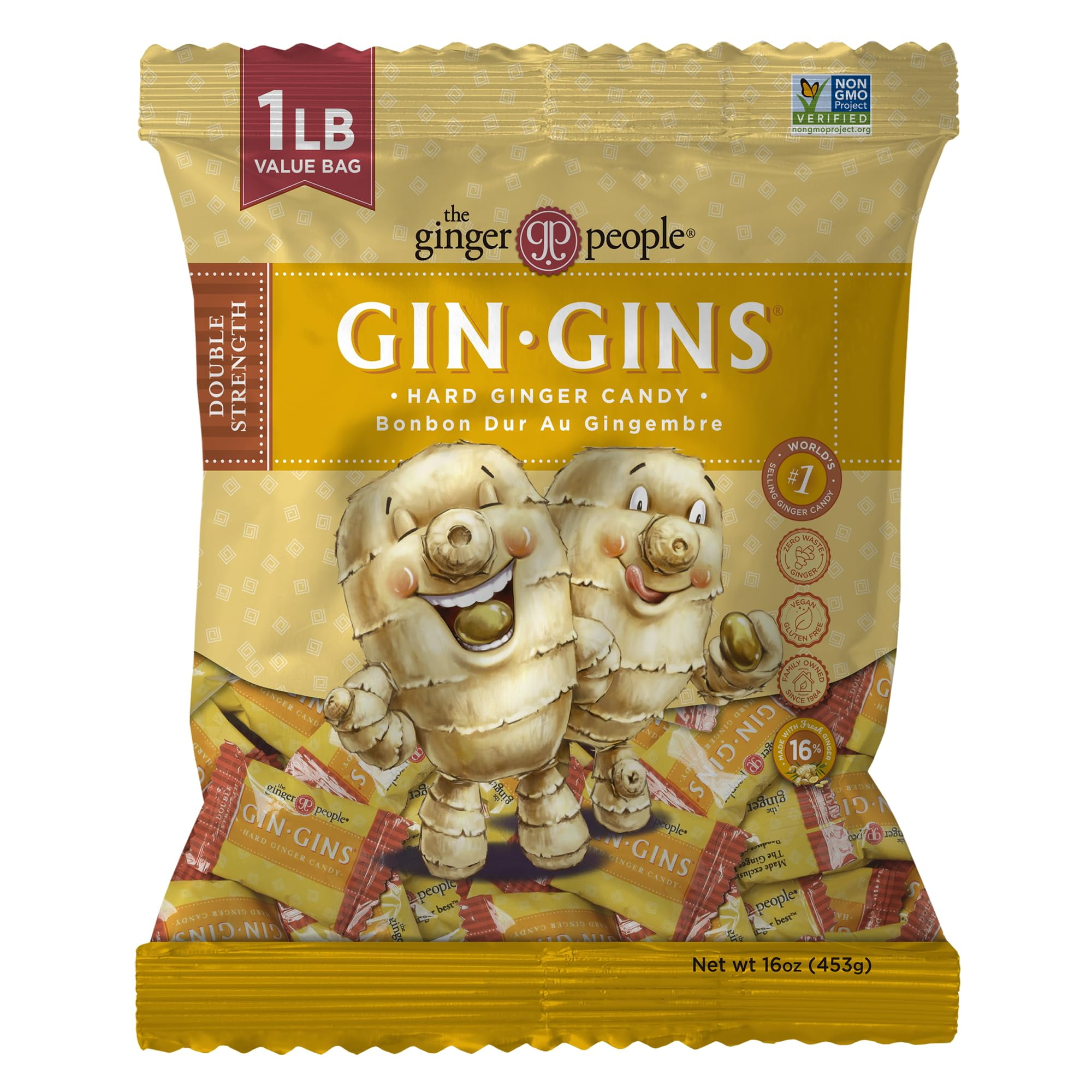 GIN GINS Double Strength Ginger MDA05 Hard Candy - Natural Ginger Candy ...