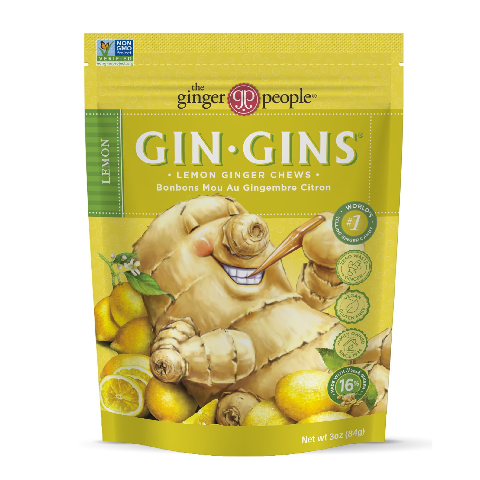 GIN GINS Lemon Ginger YYF14 Chews - Natural Fresh Ginger Candy by The ...