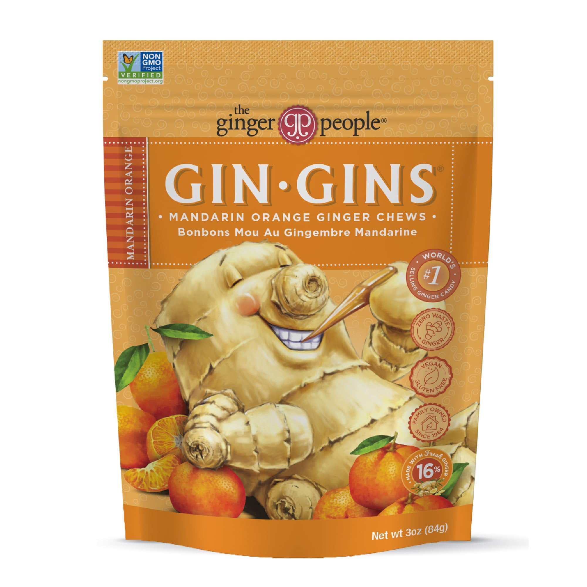 GIN GINS Mandarin Orange KEF28 Ginger Chews - Natural Fresh Ginger ...