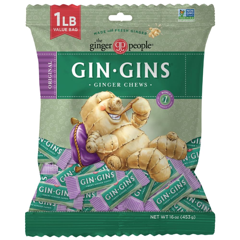 GIN GINS Original Ginger DMF15 Chews - Natural Fresh Ginger Candy by ...