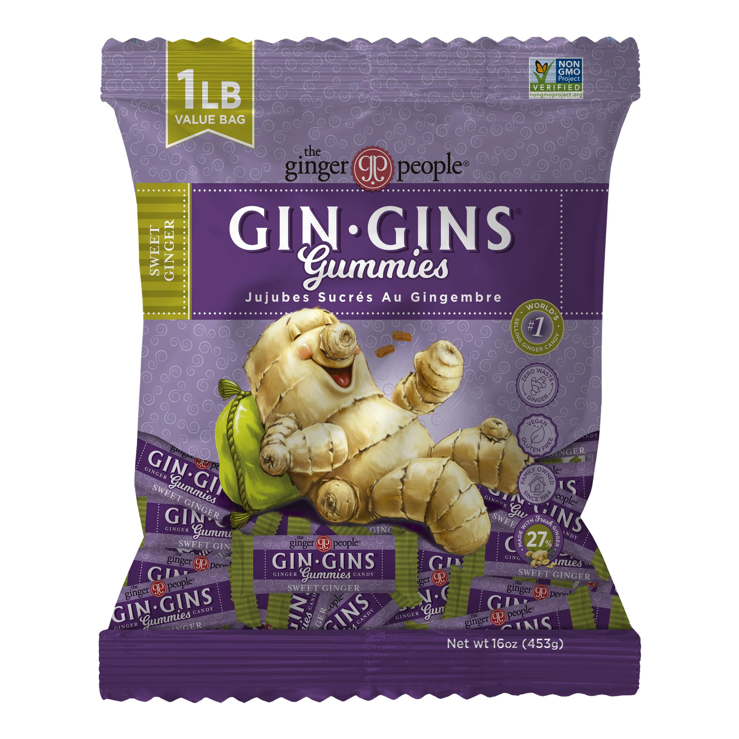 GIN GINS Sweet Ginger Gummies MDA05 - Natural Fresh Ginger Candy by The ...