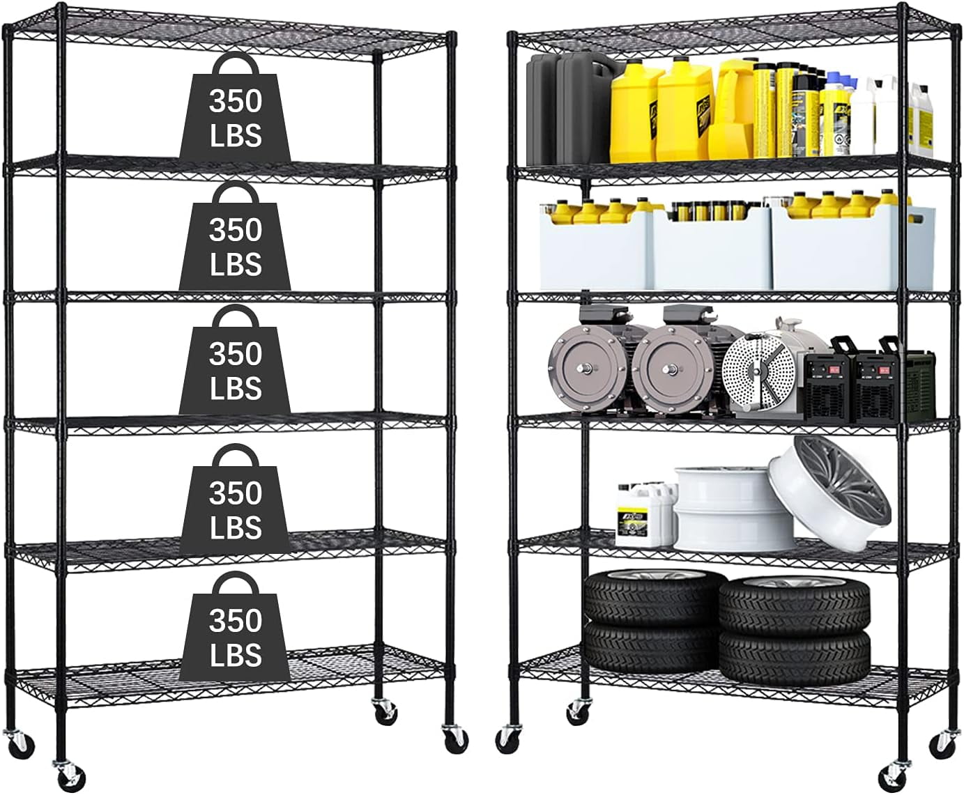 GINMAON 6 Tier Storage Shelves Wire Shelving Unit Heavy Duty Metal ...