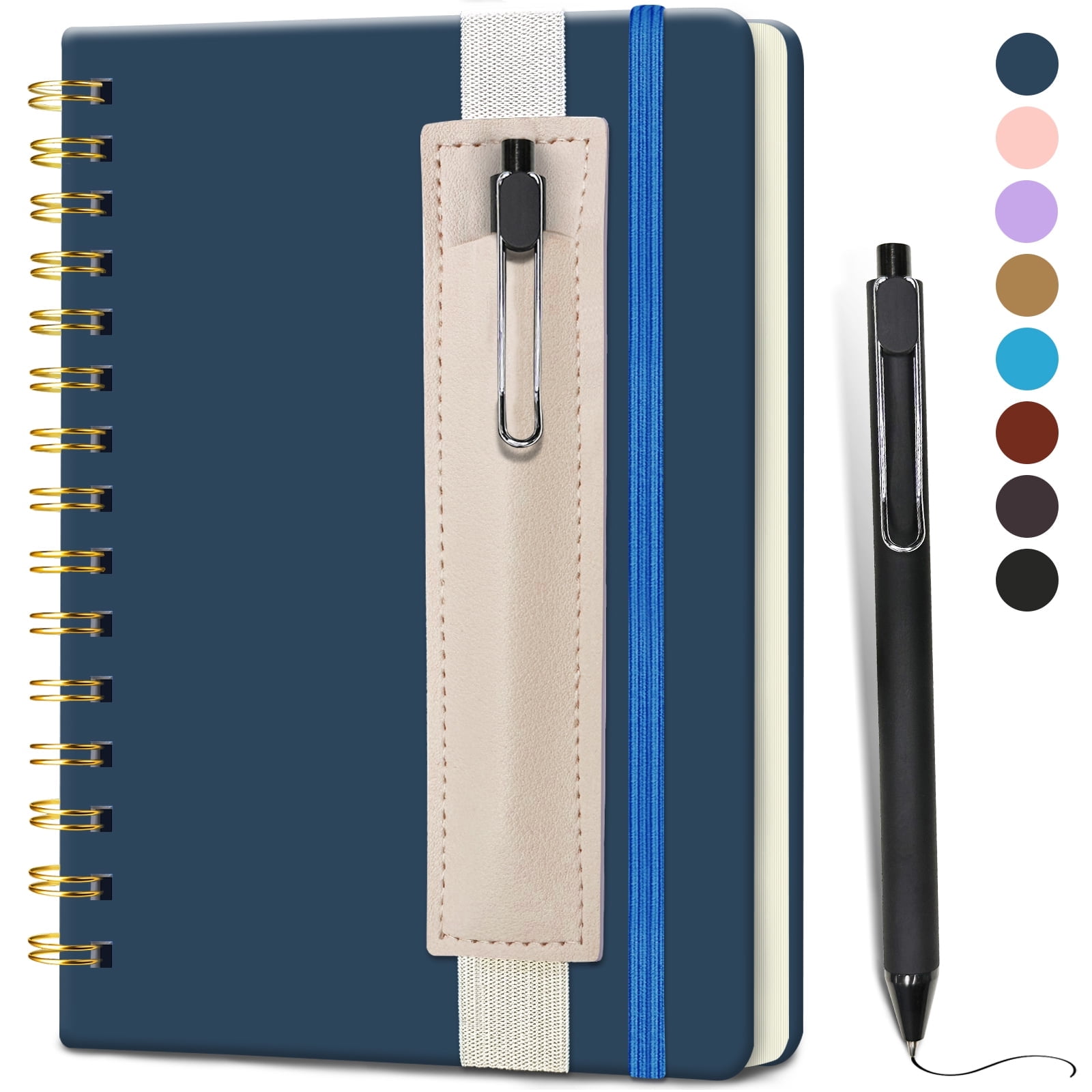 GINMLYDA Small Spiral Notebook (Navy Blue) - 5.7"x 8.27", 160 Lined ...