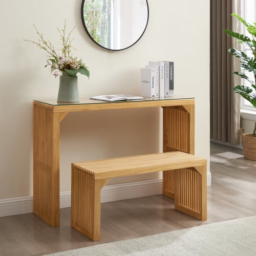 GINOST Dining Bench and Table, Pine Indoor Wood Bench for Entryway ...