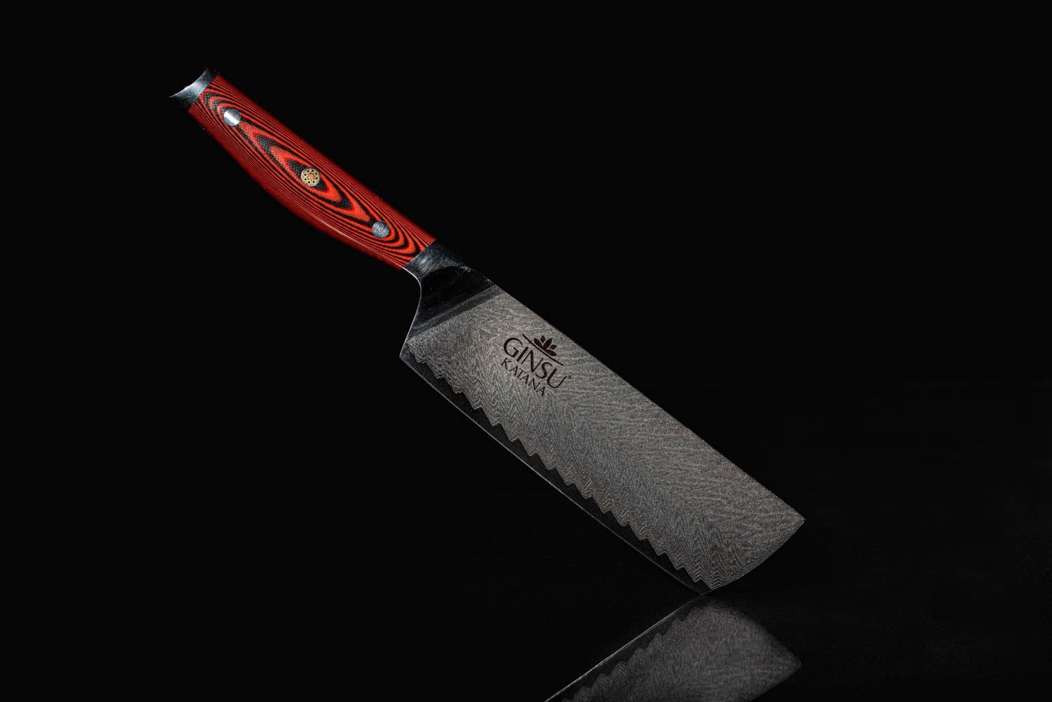 GINSU KATANA 7" CLEAVER AUS 10 DAMASCUS HERITAGE COLLECTION with G10 ...